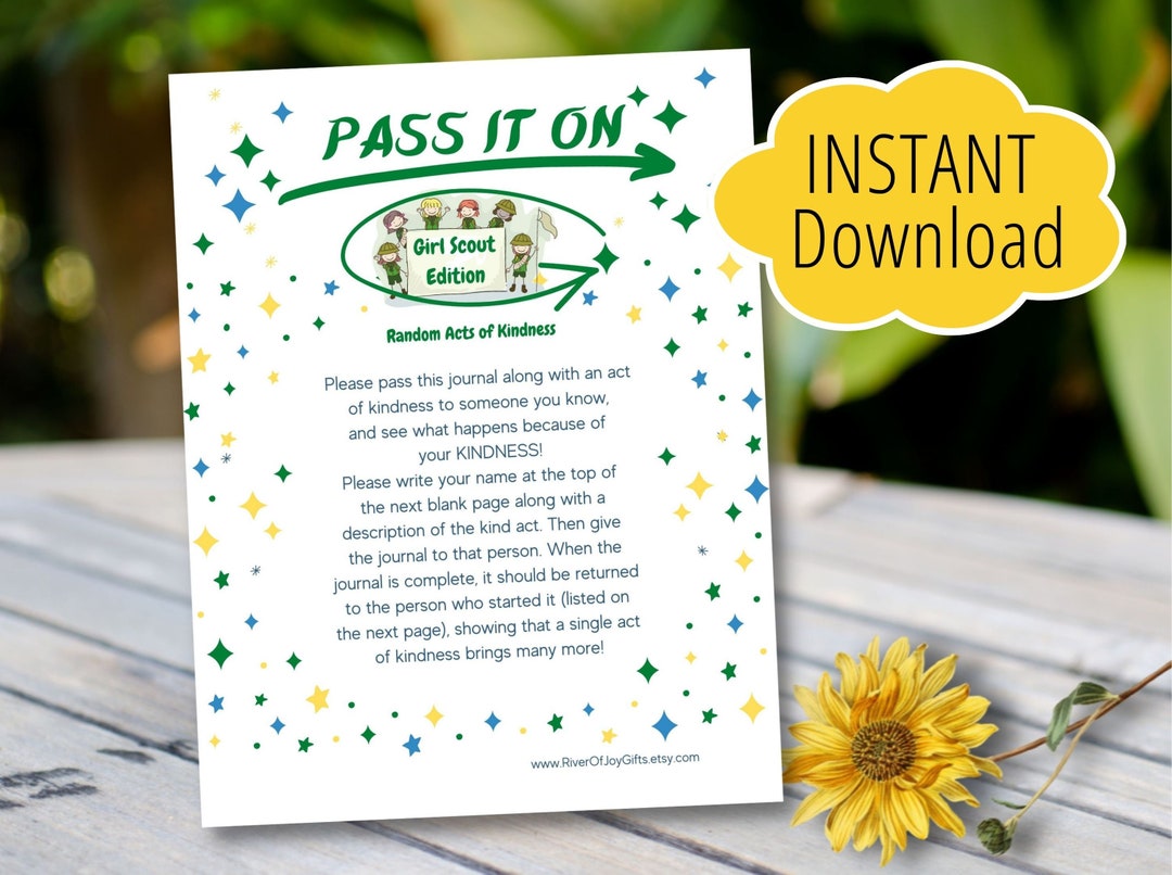 Girl Scout 20+ Pages KINDNESS JOURNAL ~ Digital Download ~ Random Acts ...