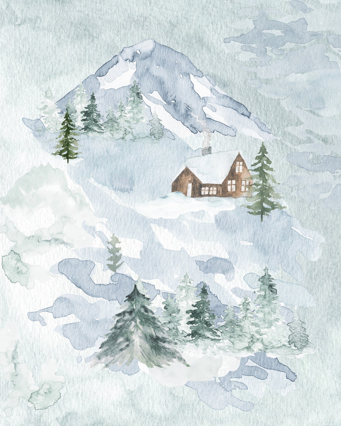 Winter Prints 3 Piece Wall Art Watercolor Winter Scene - Etsy