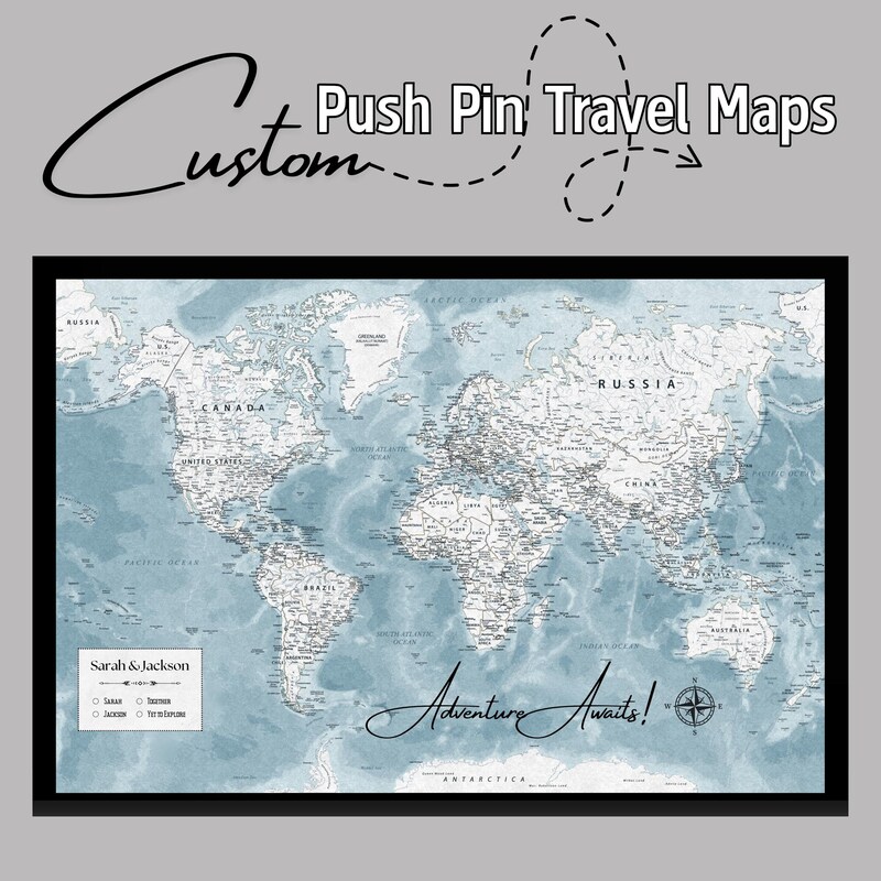 Push Pin World Map - Etsy