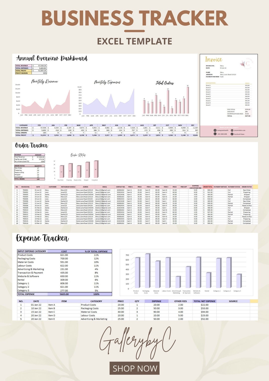 Business Tracker | Invoice Template | Bookkeeping Small Business ...