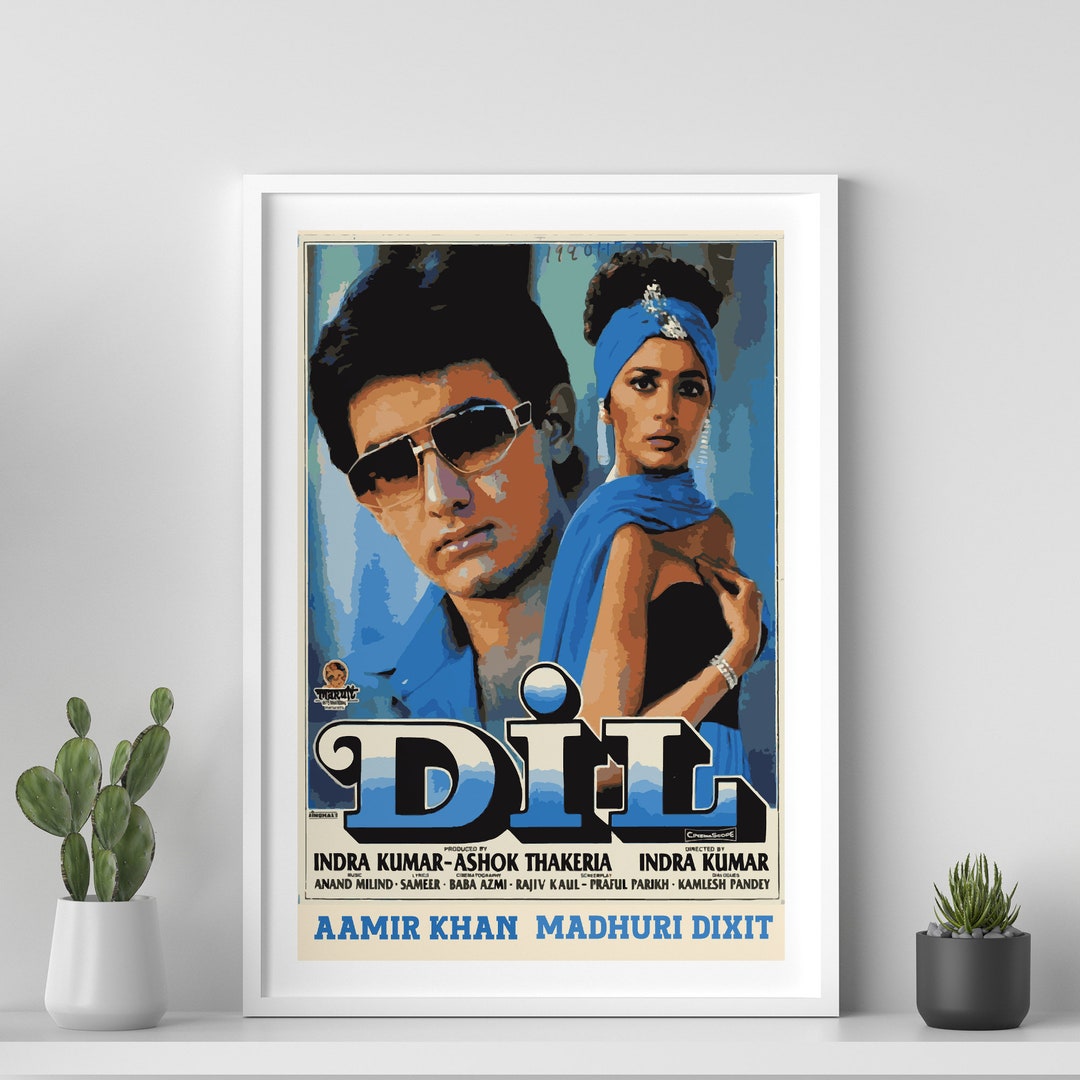 Dil Movie Poster Desi Wall Art Bollywood Movie Poster Retro - Etsy
