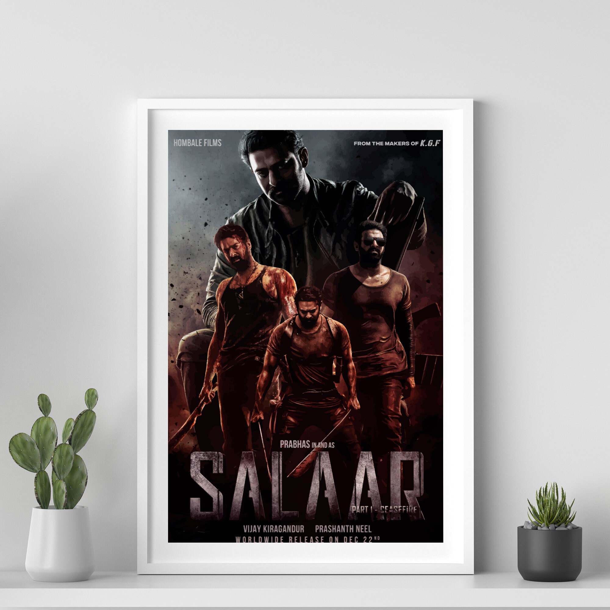 Salaar Movie Poster, Prabhas Movie, South Indian Movie, Desi Wall Art ...