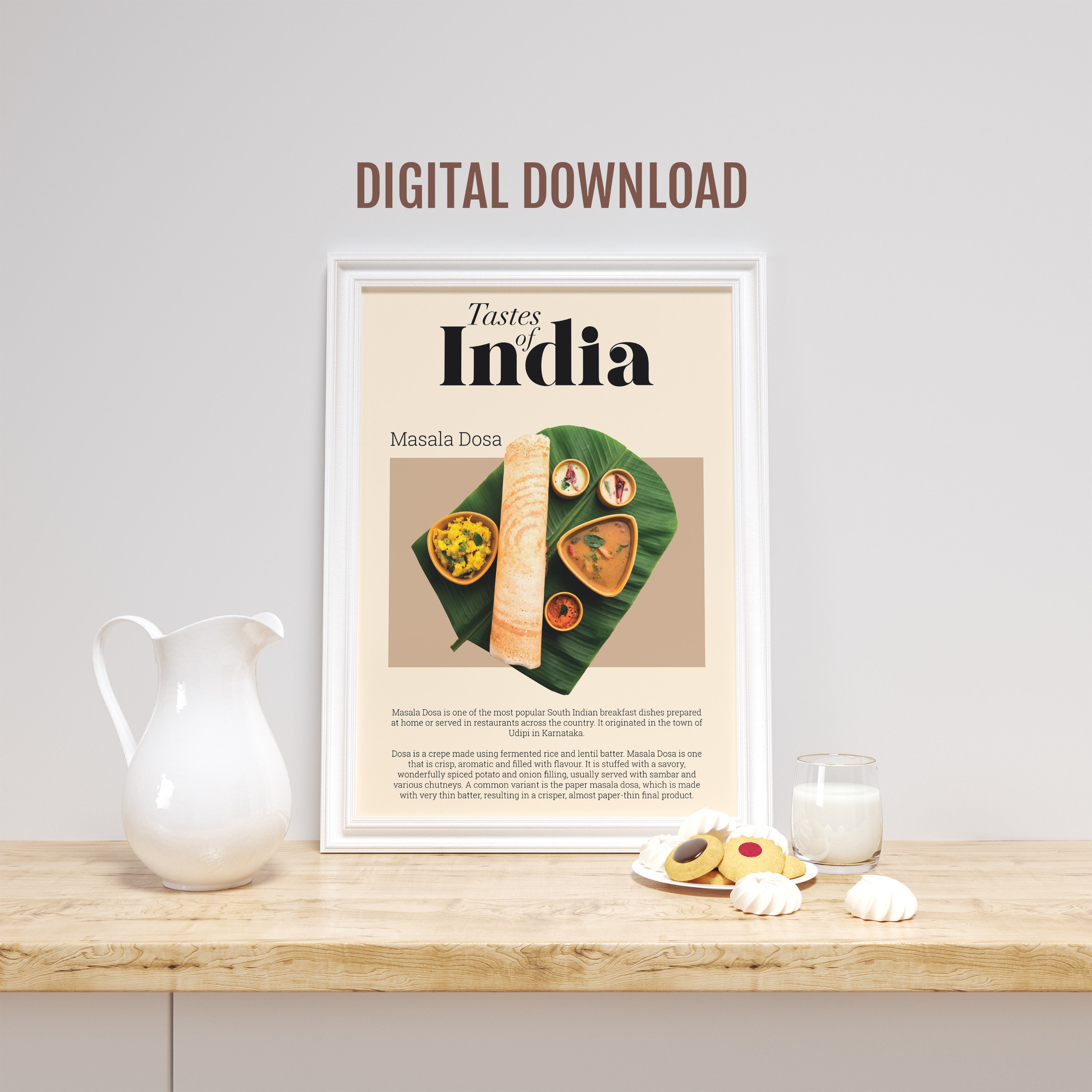 Buy Masala Dosa Poster, Desi South Indian Food Art, Asian Food Art ...
