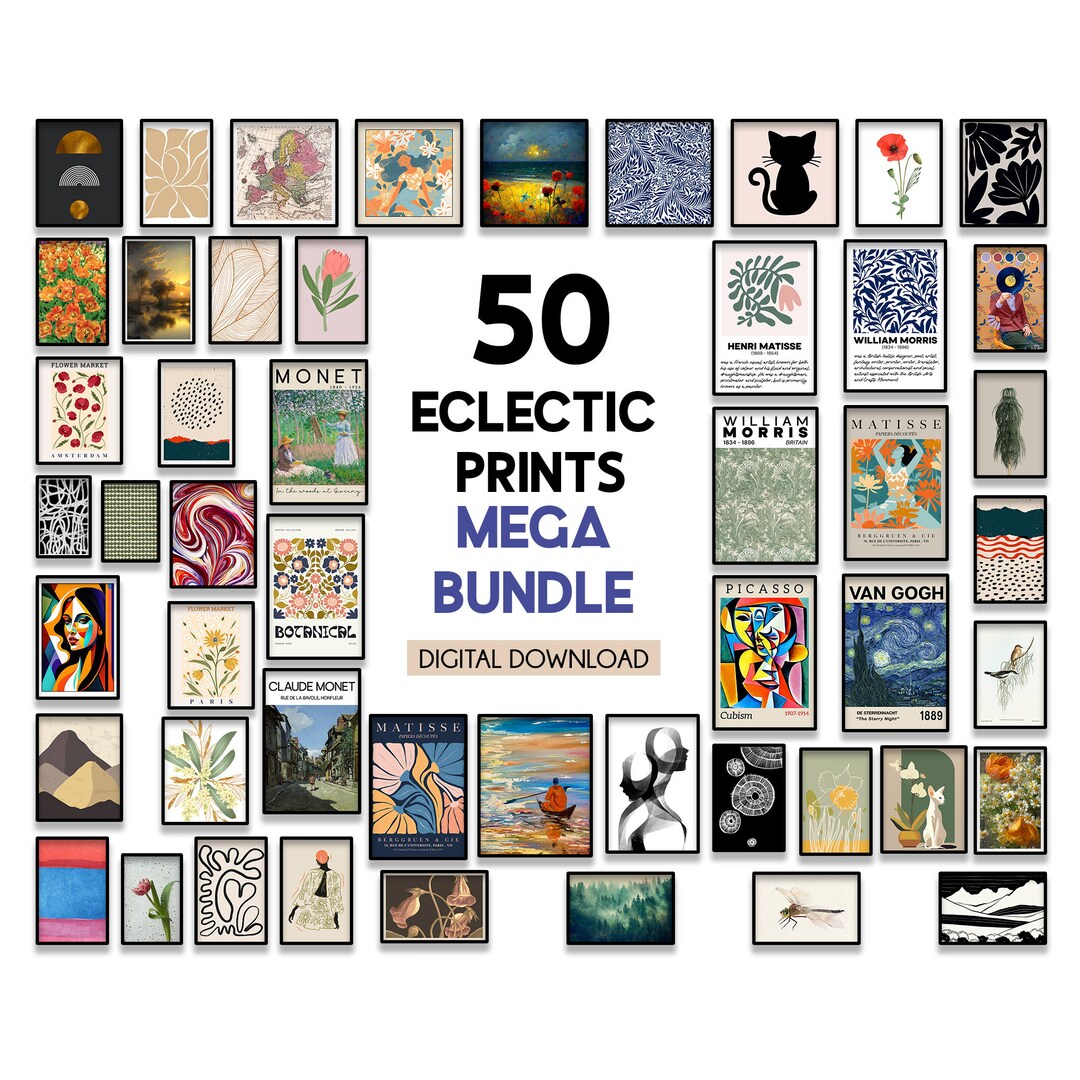 50 Eclectic MEGA BUNDLE Wall Collage Prints, Gallery Wall Prints ...