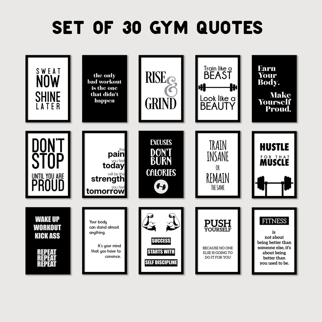Set of 30 Gym Wall Art Bundle Home Gym Signs Gym Quotes - Etsy