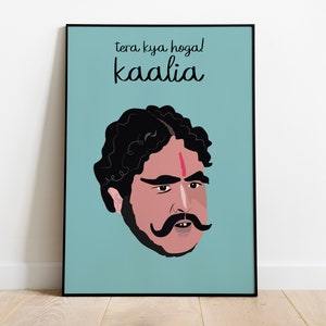 Sholay Movie Poster, Tera Kya Hoga Kaalia, Desi Wall Art, Bollywood ...