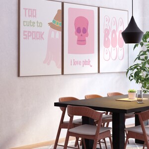 Pink Halloween Decor, Set of 8 Halloween Prints, Pink Halloween, Pastel ...