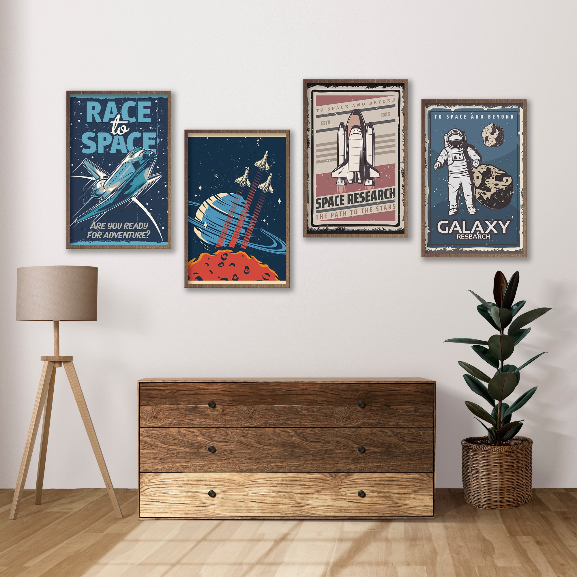 Set of 4 Space Posters Space Wall Art, NASA Wall Art, Rocket Wall Decor ...