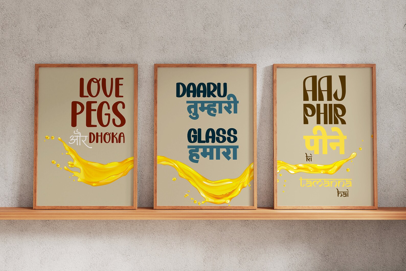 Funny Indian Bar Phrases, Set of 6 Indian Wall Art, Hindi Phrases ...