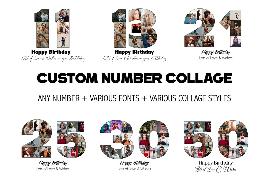 Custom Number Collage, Custom Photo Collage, Anniversary Gift, Digital ...