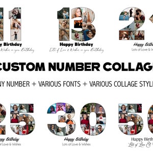 Custom Number Collage, Custom Photo Collage, Anniversary Gift, Digital ...