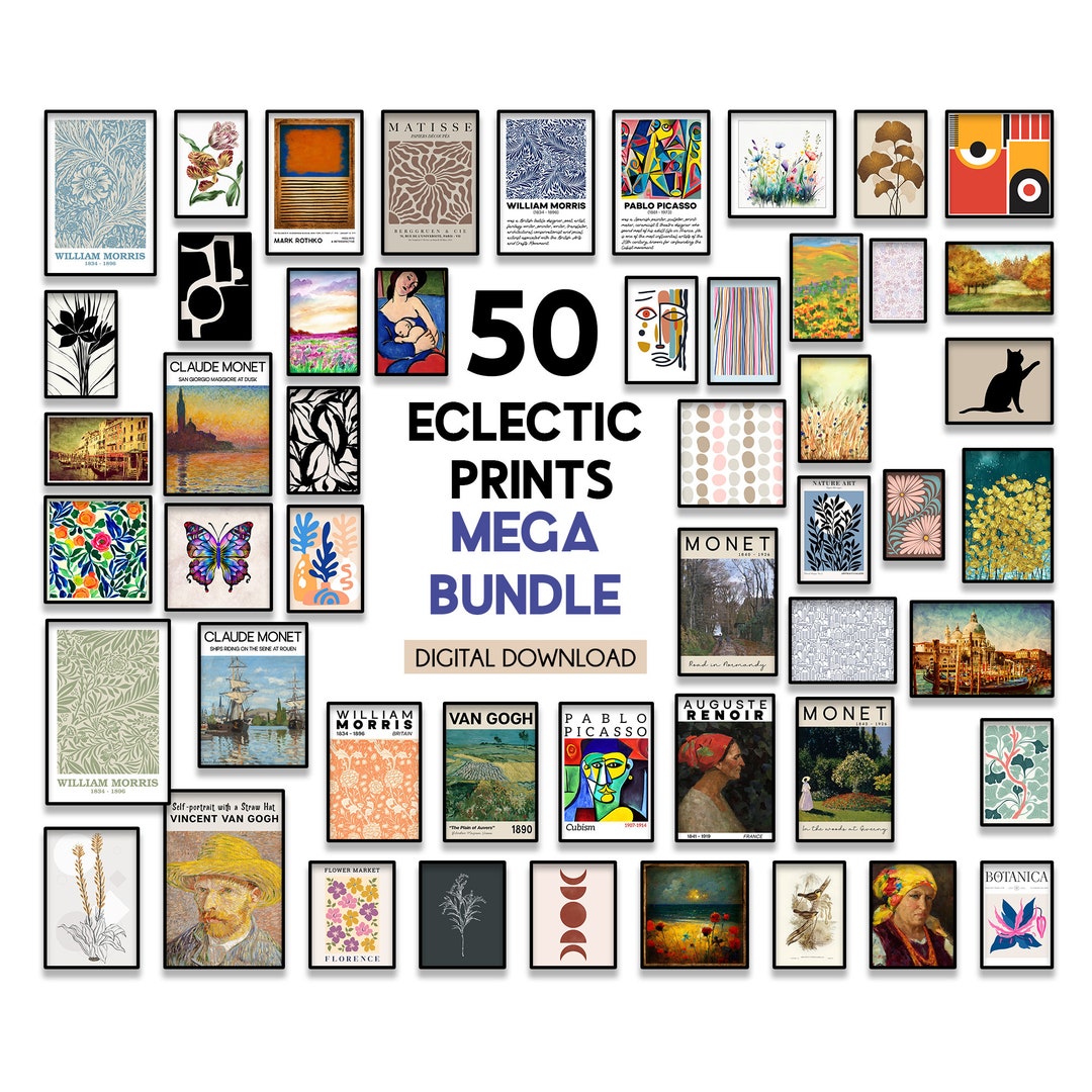 50 Eclectic MEGA BUNDLE Wall Collage Prints, Gallery Wall Prints ...