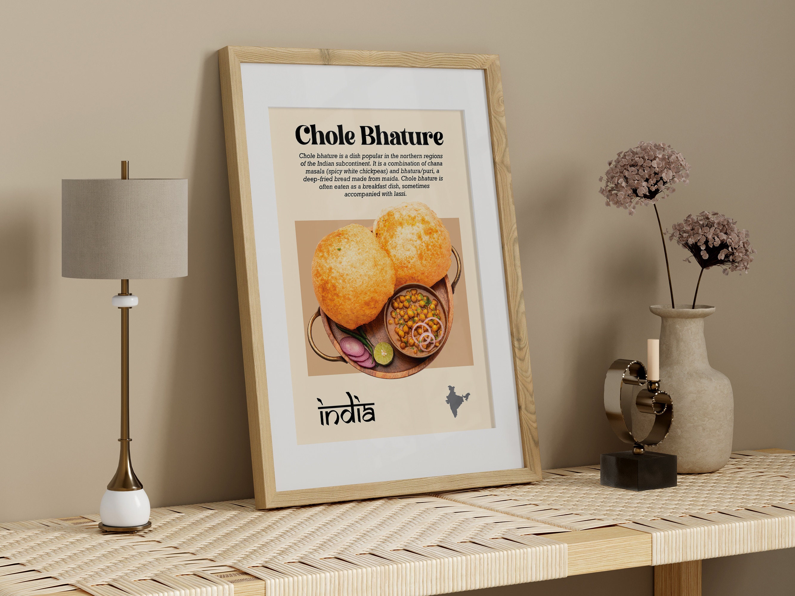 Chole Bhature Poster, Desi Indian Food Art, Asian Food Art, Colourful ...