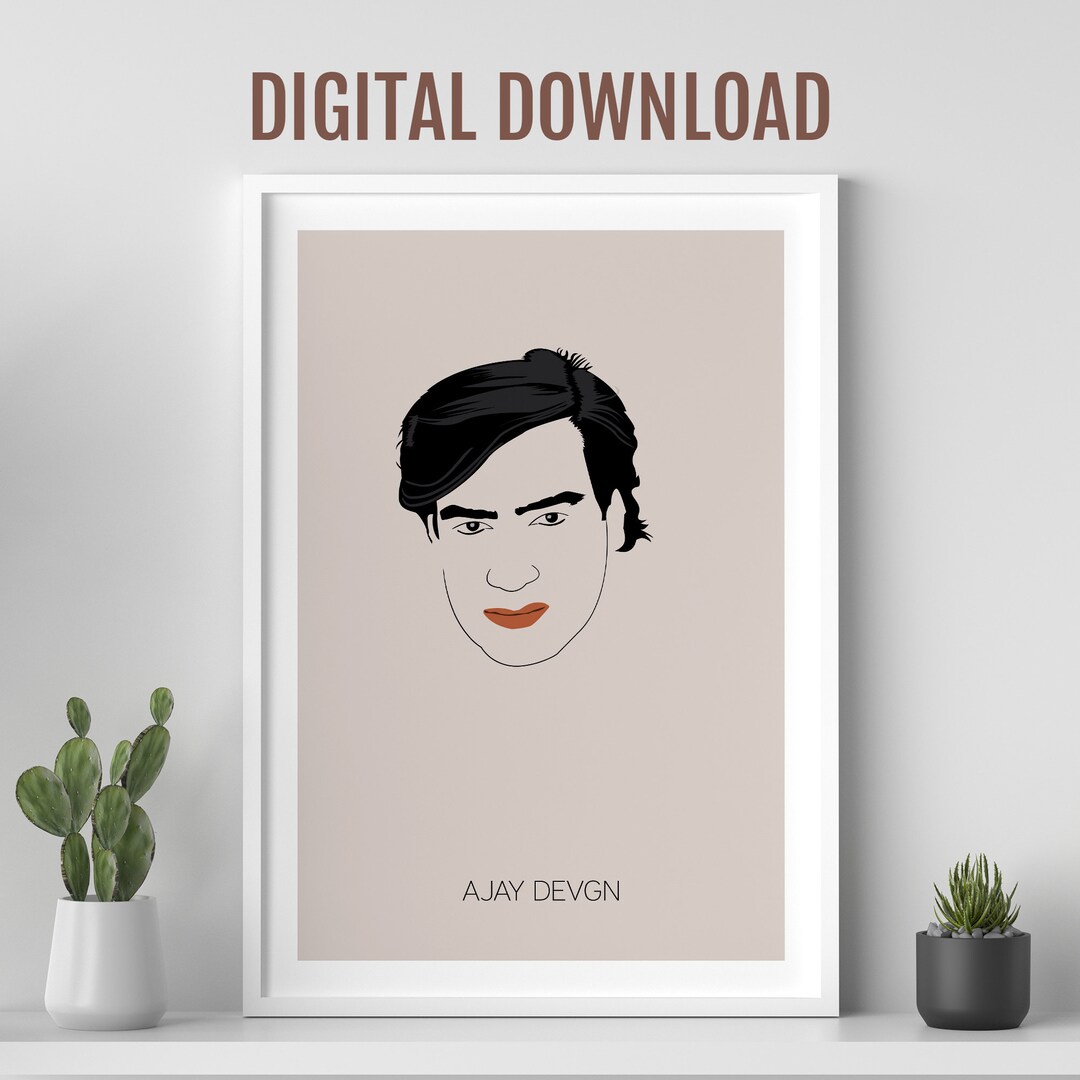 Ajay Devgn Poster, Bollywood 90s Actor Portrait, Minimal Film Wall Art ...