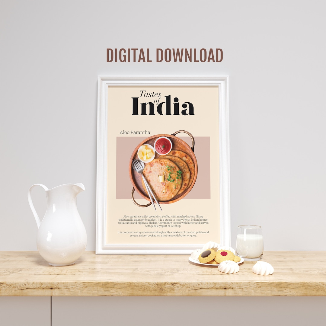 Aloo Parantha Poster, Desi Indian Food Art, Asian Food Art, Colourful ...