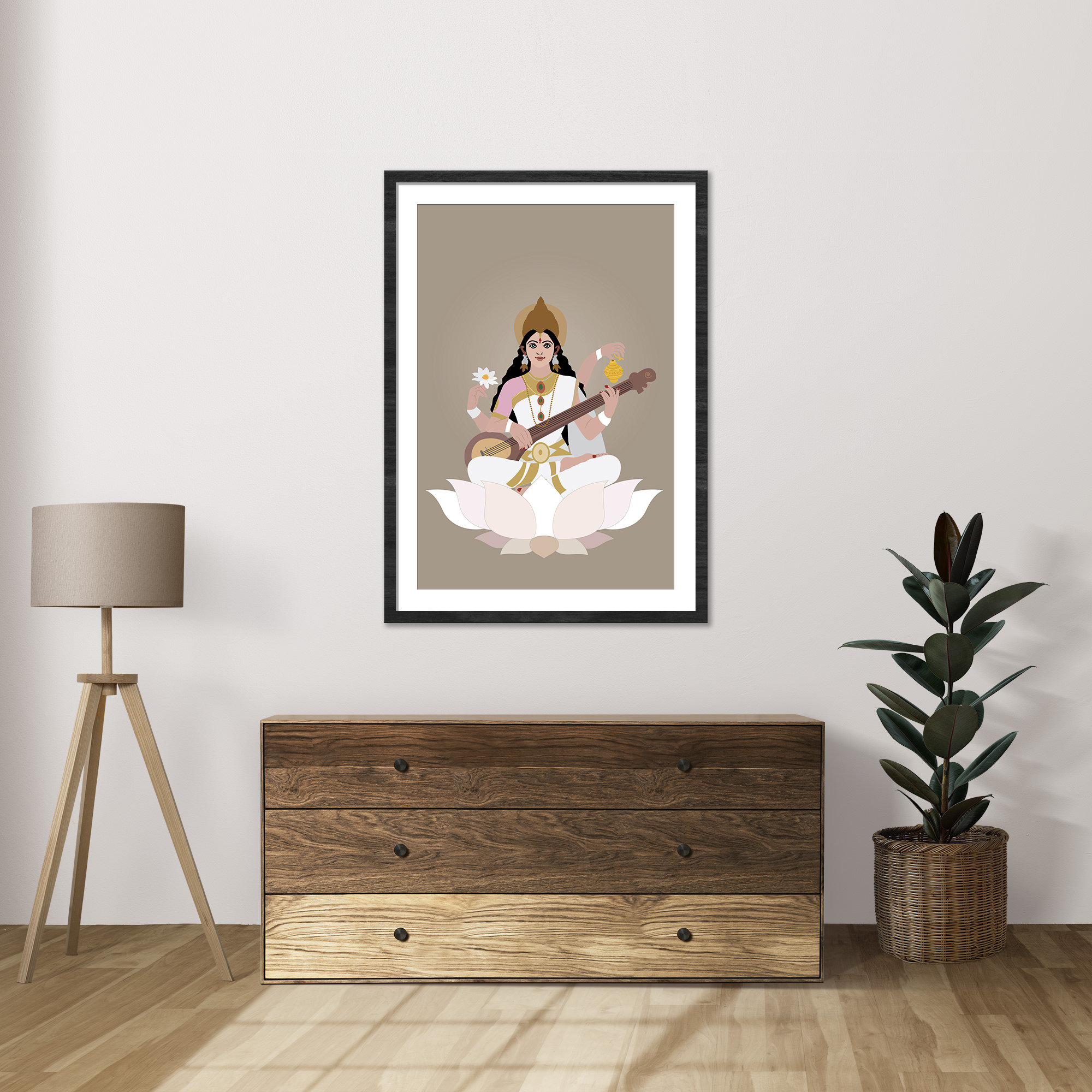 Goddess Saraswati Digital Print, Hindu Goddess Poster, Meditation Wall ...