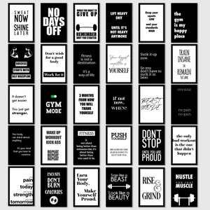 Set of 30 Gym Wall Art Bundle, Home Gym Signs, Gym Quotes Decor ...