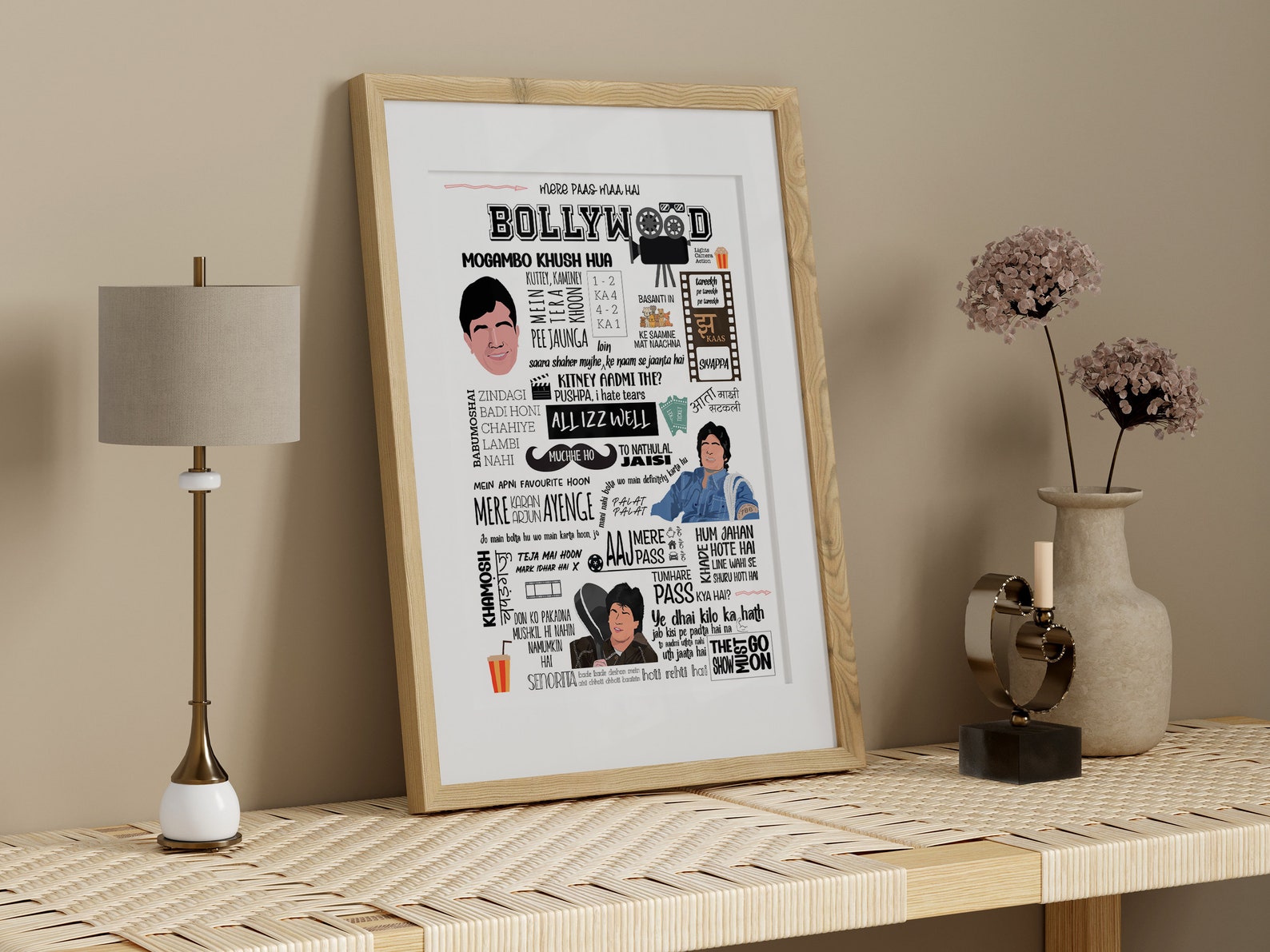 Bollywood Dialogues Collage, Famous Movie Dialogues, Desi Wall Art ...