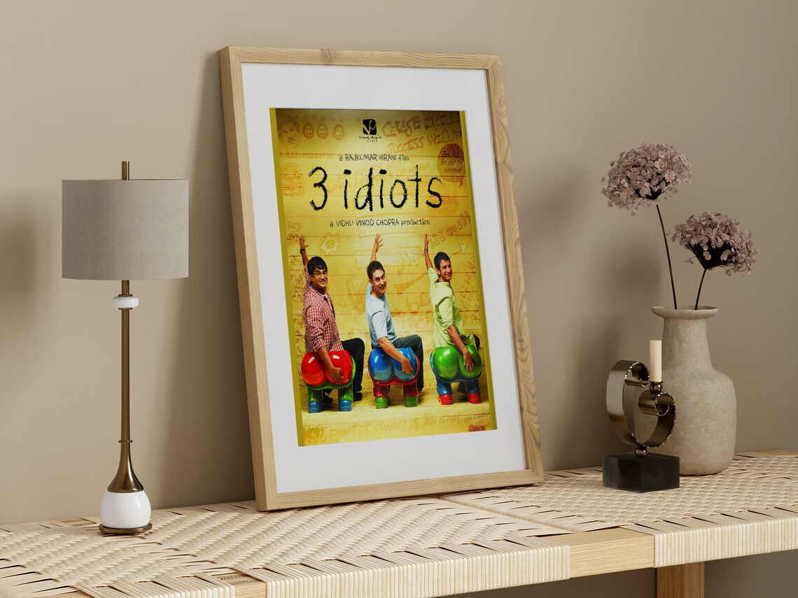 3 Idiots Movie Poster, Desi Wall Art, Bollywood Movie Poster, Retro ...