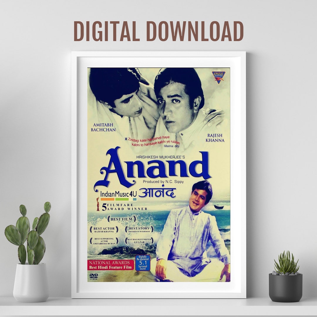 Anand Movie Poster, Desi Wall Art, Bollywood Movie Poster, Retro ...