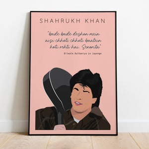 Shahrukh Khan Poster, DDLJ, SRK, Gift for Her, Desi Wall Art, Bollywood ...
