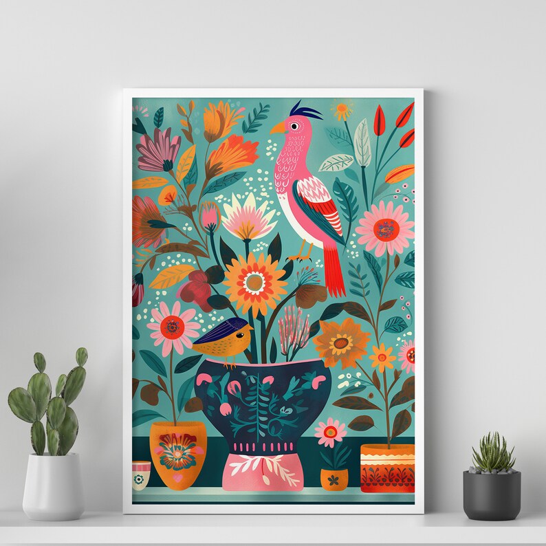 Colourful Indian Floral Art Set of 4 Living Room Decor - Etsy