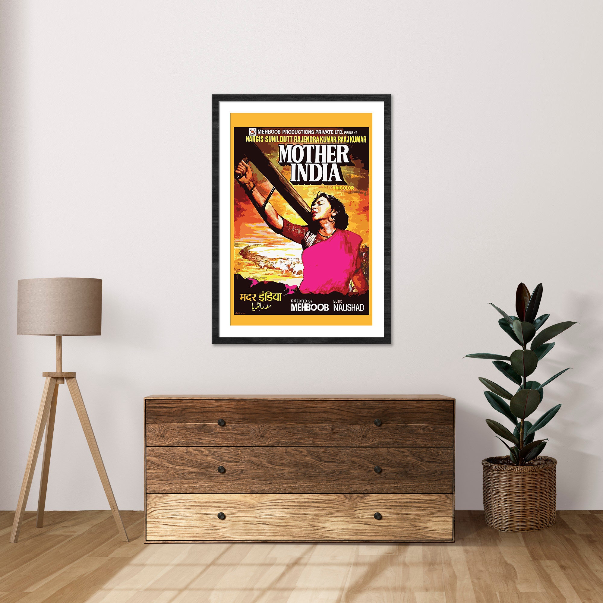 Mother India Movie Poster, Desi Wall Art, Bollywood Movie Poster, Retro ...