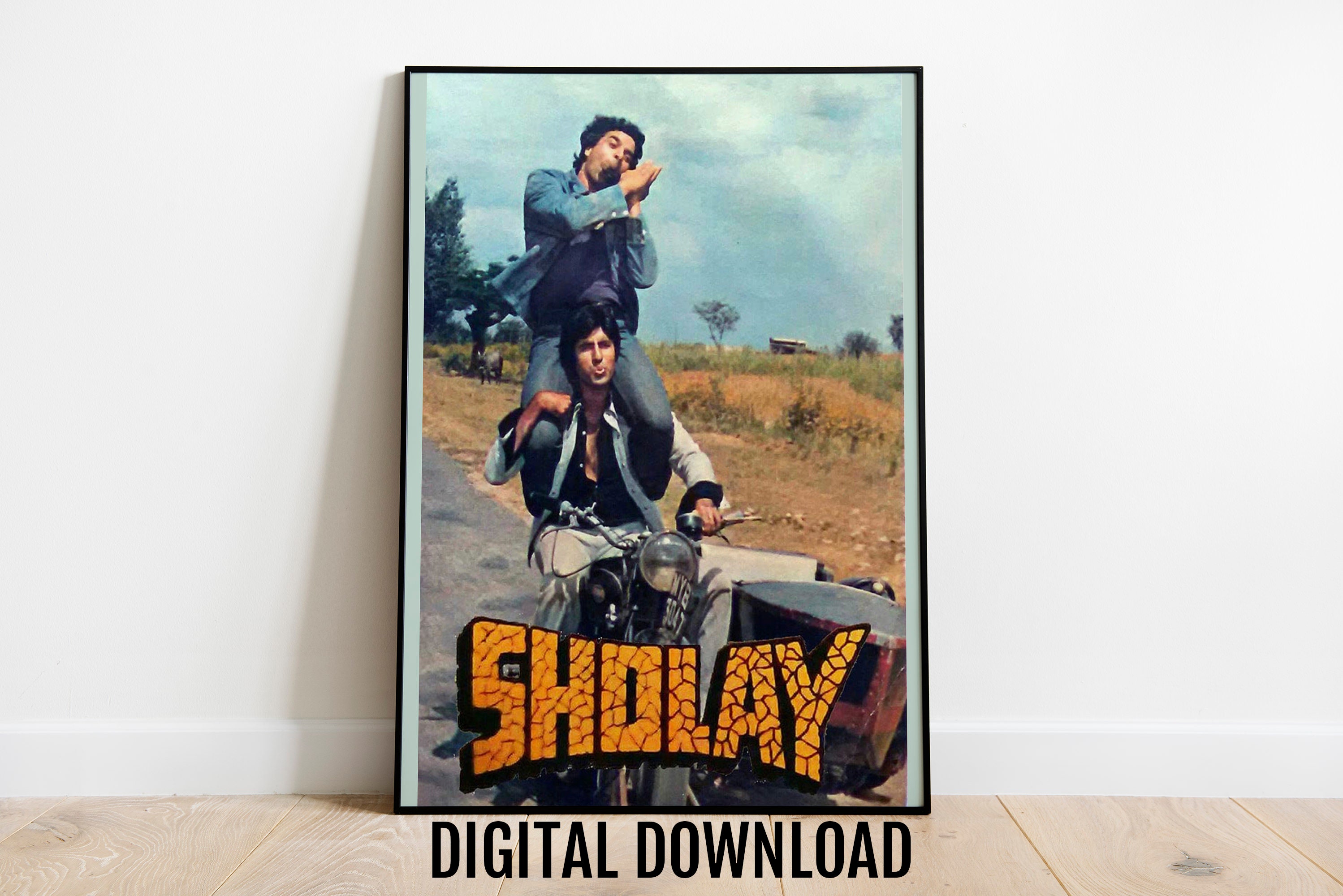 Sholay Movie Poster, Desi Wall Art, Bollywood Movie Poster, Desi Art ...
