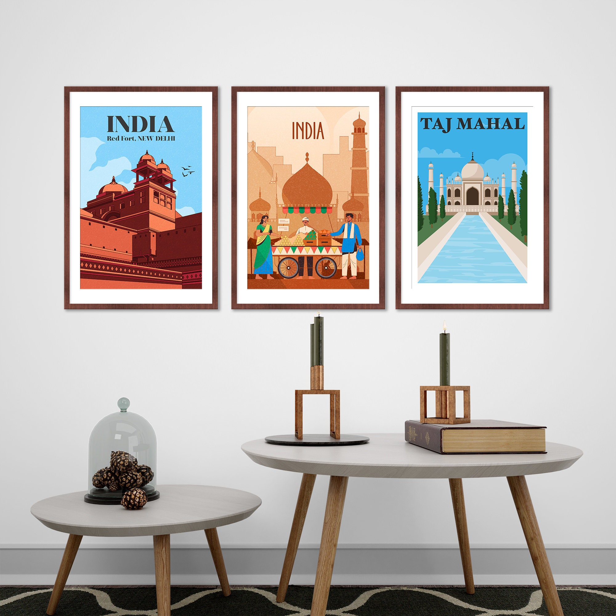 India Travel Posters, Set of 7 Travel Prints, Vintage India Travel ...