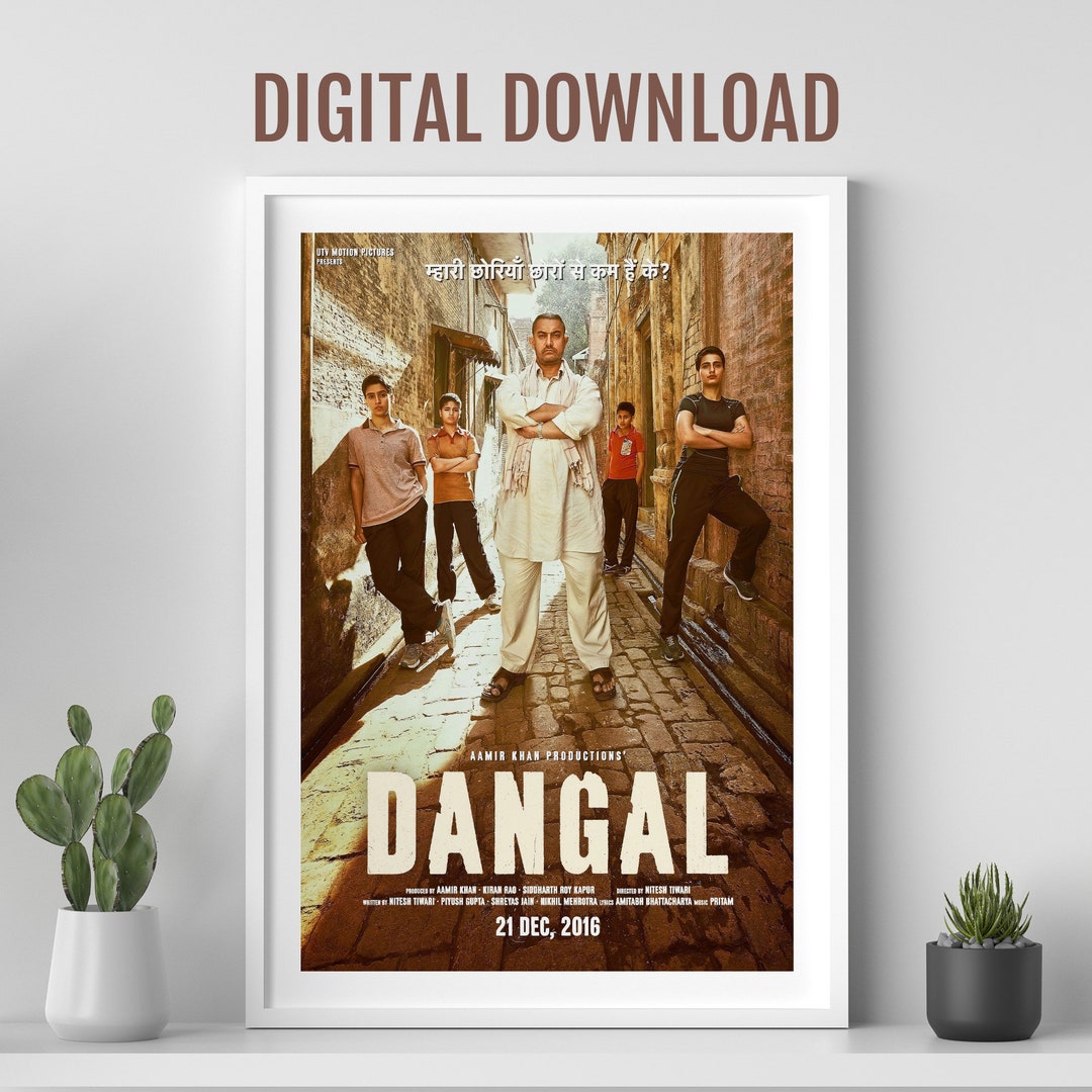 Dangal Movie Poster, Desi Wall Art, Bollywood Movie Poster, Retro ...