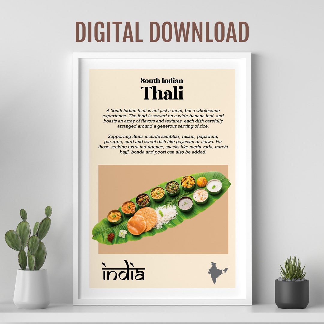 South Indian Thali Poster, Desi Indian Food Art, Asian Food Platter ...