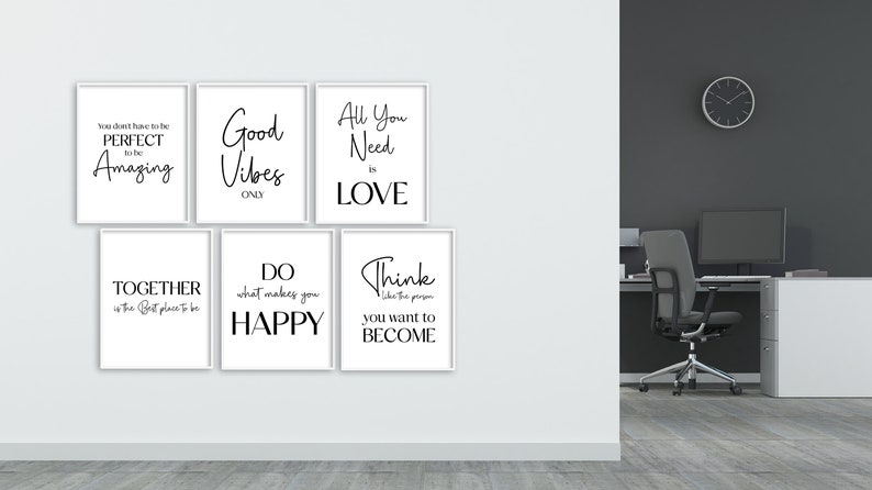 Inspirational Art, Set of 6 Prints, Positive Affirmations, Motivational ...