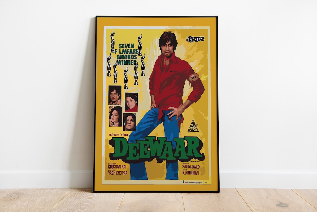 Deewaar Movie Poster, Desi Wall Art, Bollywood Movie Poster, Retro ...