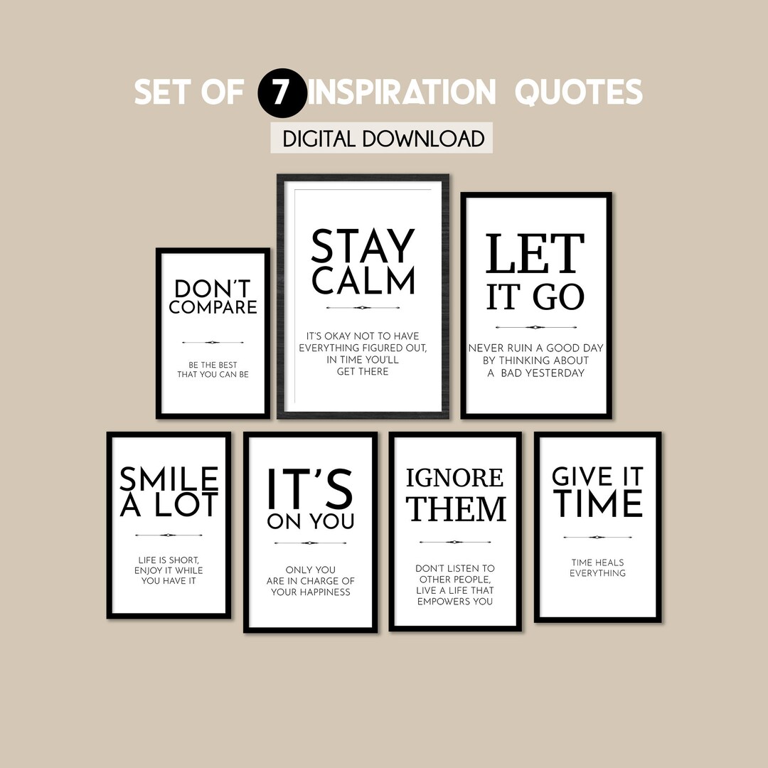 Set of 7 Inspirational Word Art Prints, Positive Affirmations ...