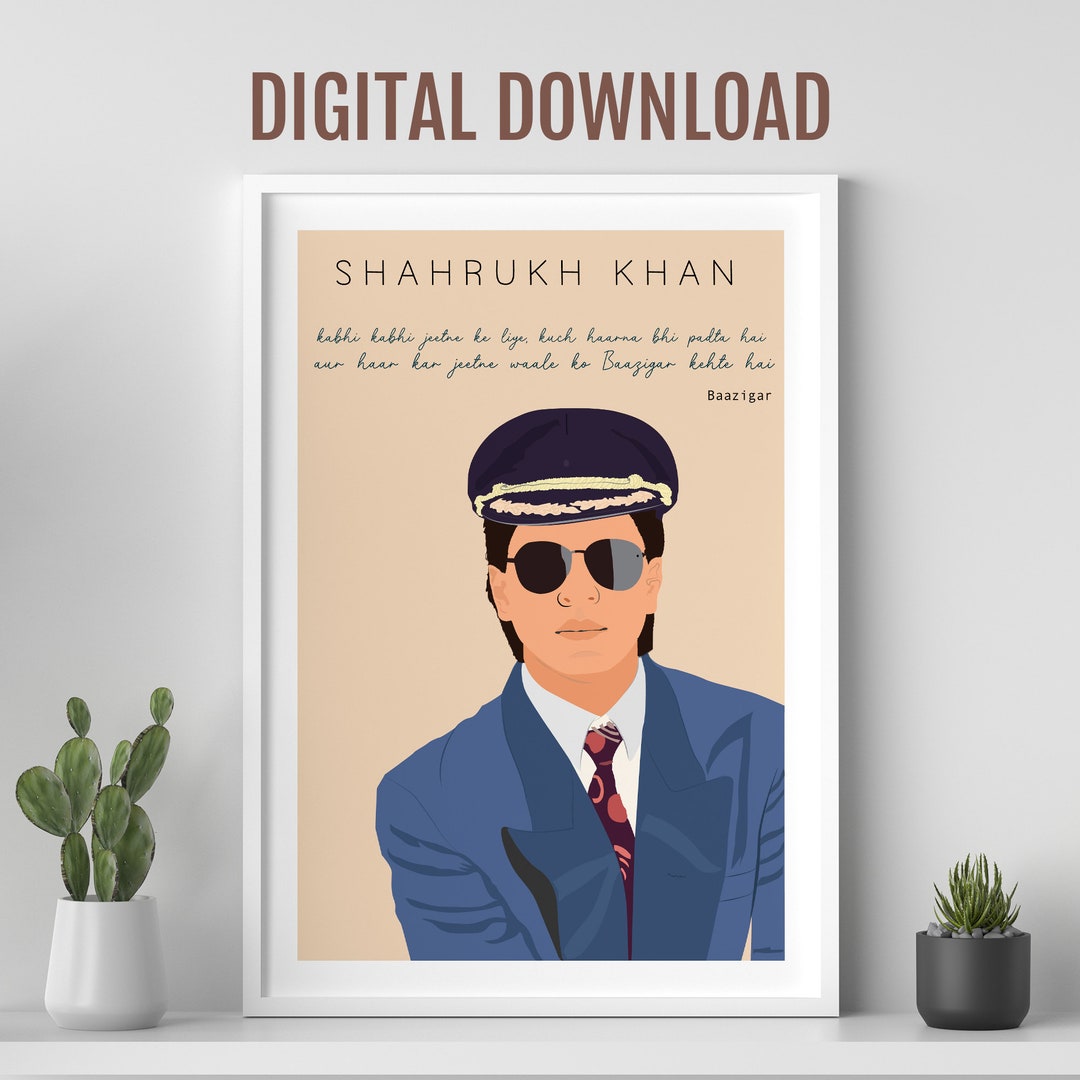 Shahrukh Khan Poster, Baazigar Movie, SRK, Gift for Her, Desi Wall Art ...