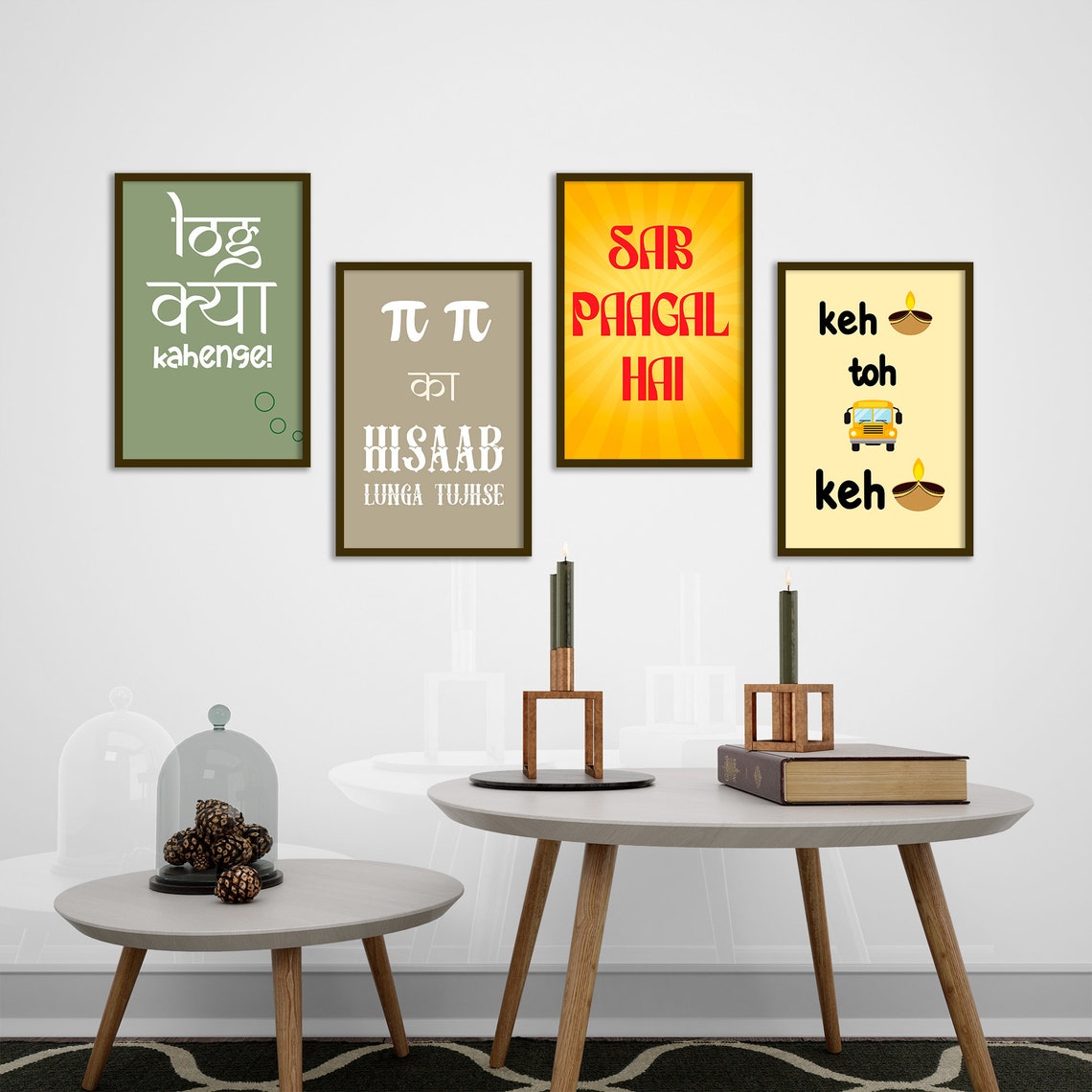 Indian Culture Phrases, Set of 12 Indian Wall Art, Desi Art, Hindi ...