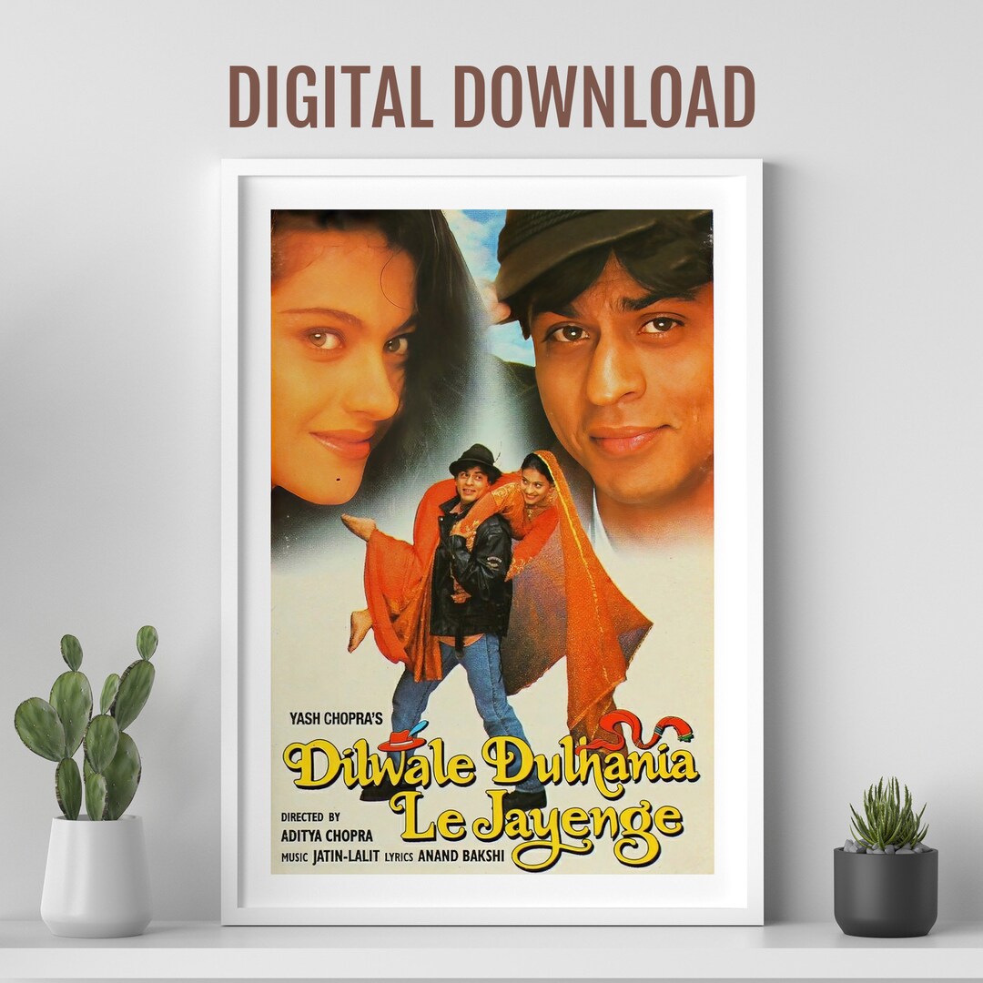 DDLJ Movie Poster, Desi Wall Art, Bollywood Movie Poster, Dilwale ...