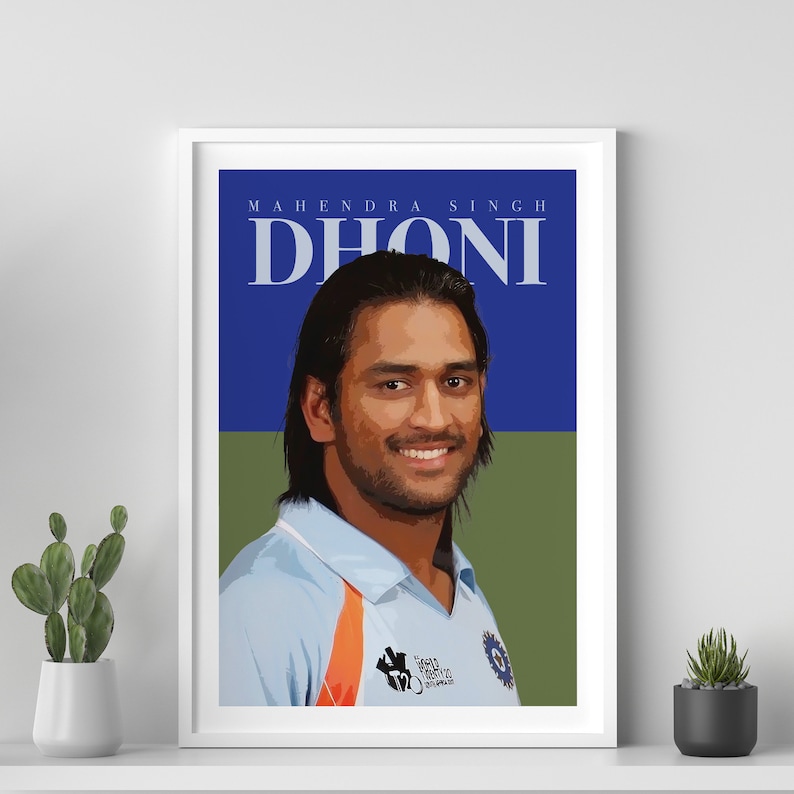 MS Dhoni Cricket Poster, Indian Sports Decor, Gift for Cricket Lover ...