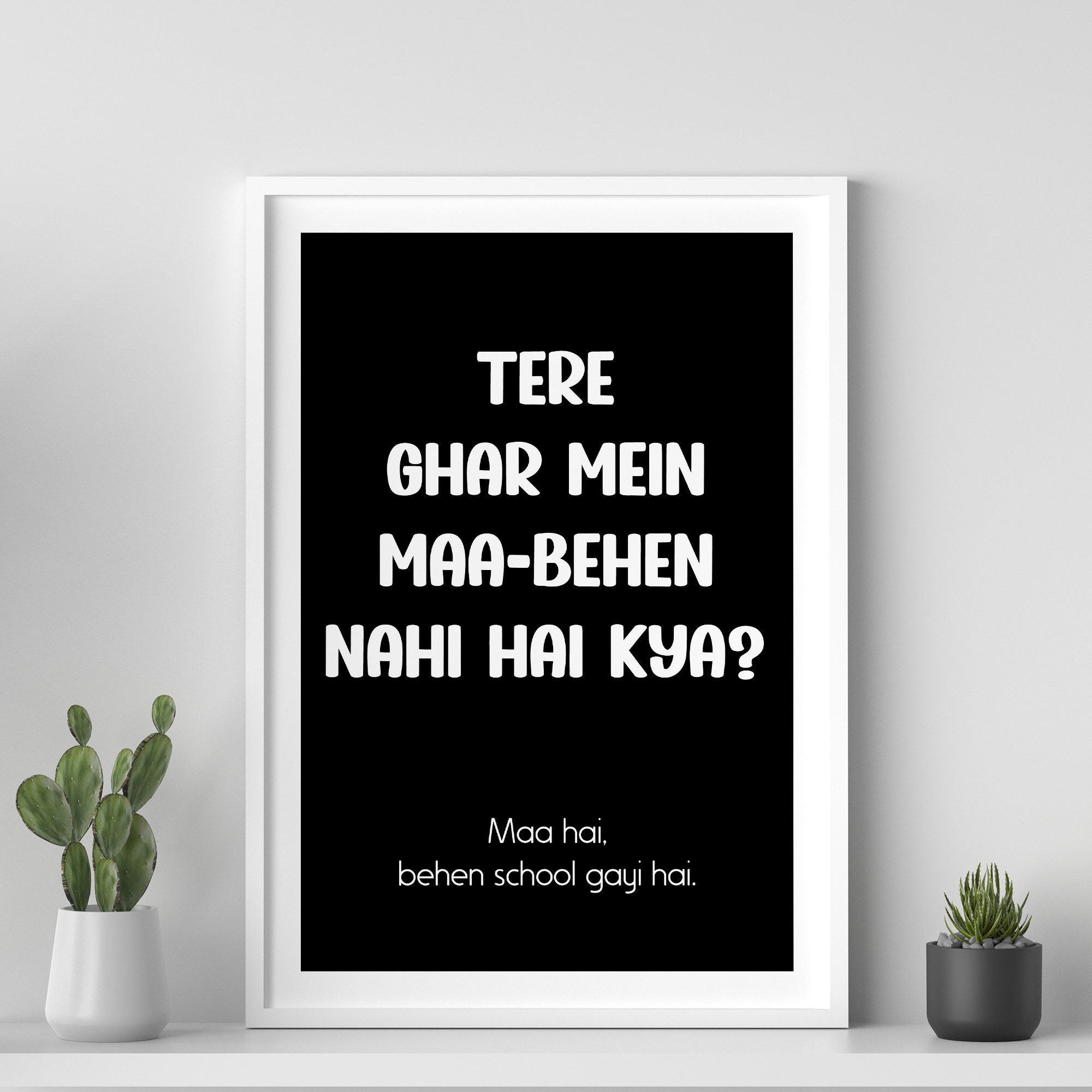 Funny Indian Culture Phrases, Set of 24 Indian Wall Art, Hindi Phrases ...