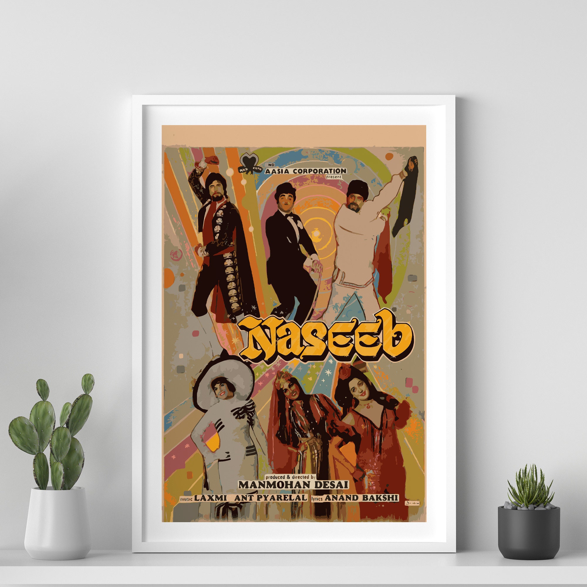 Naseeb Movie Poster, Desi Wall Art, Bollywood Movie Poster, Retro ...