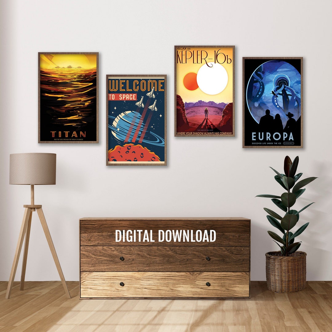 Gift Set of 4 Space Posters for Teenager, Space Wall Art, Rocket Wall ...