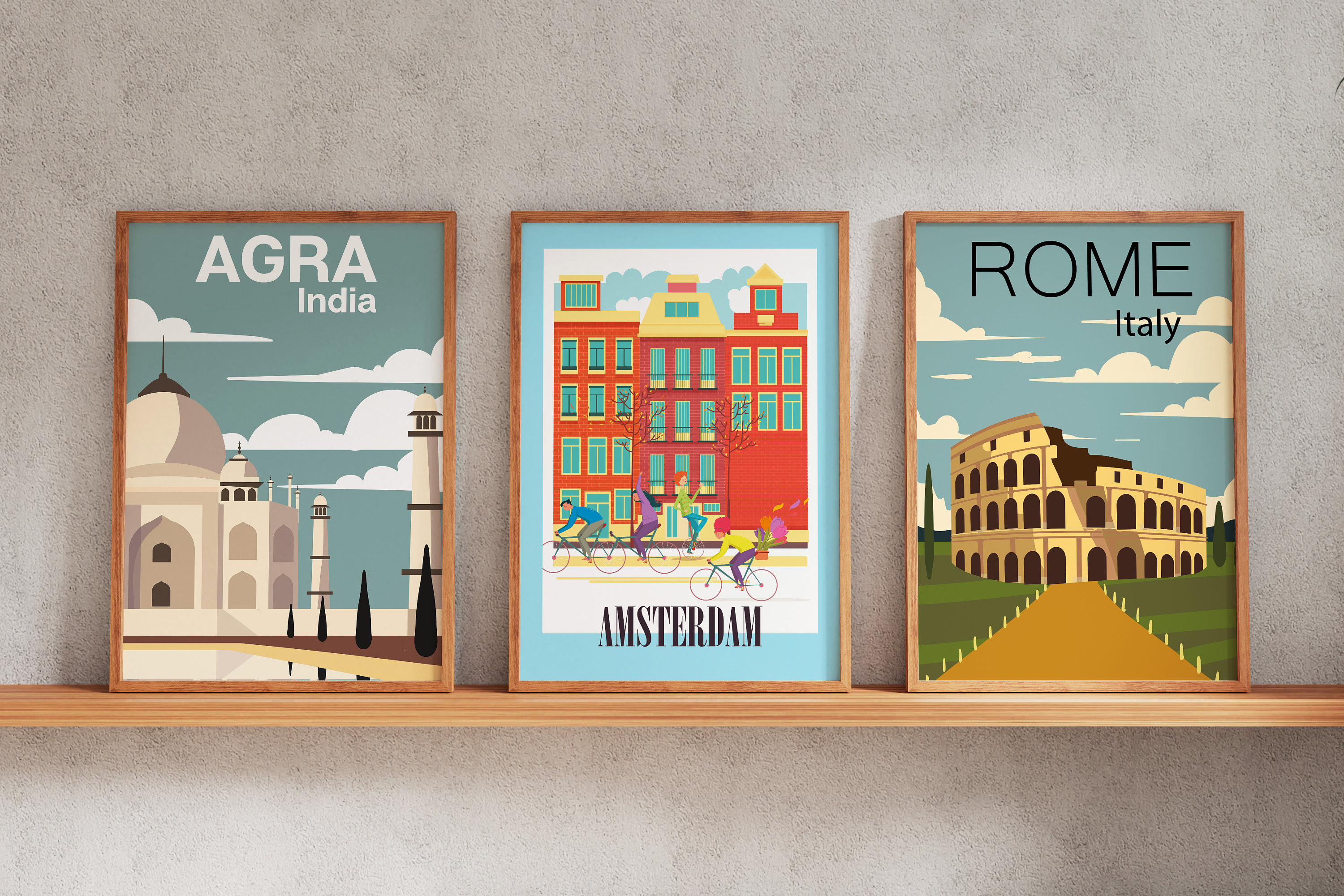Retro International Travel Posters, Set of 10 Travel Posters, Vintage ...