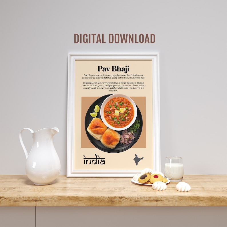 Pav Bhaji Food Poster, Desi Indian Food Art, Asian Food Art, Colourful ...