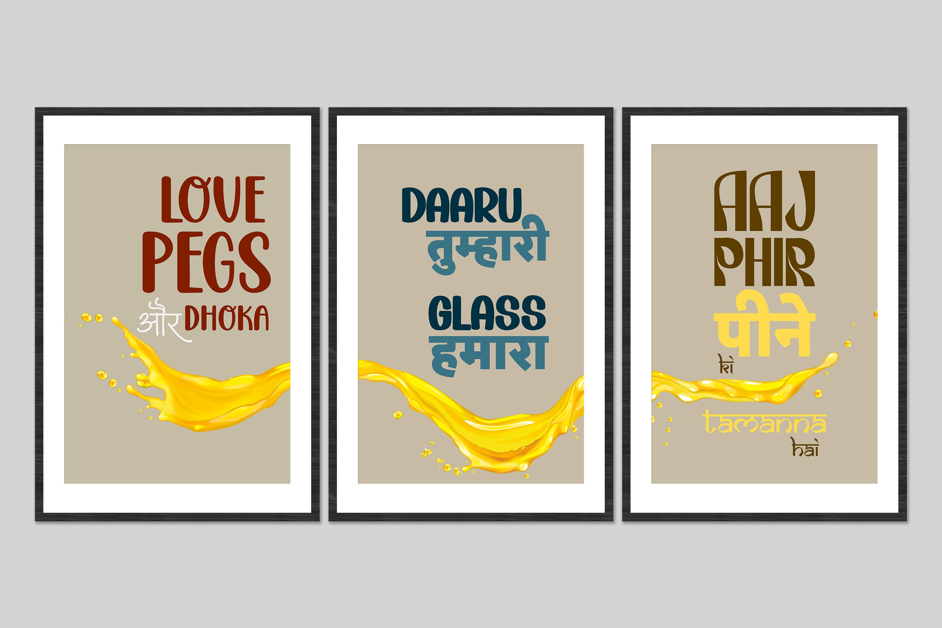 Funny Indian Bar Phrases, Set of 6 Indian Wall Art, Hindi Phrases ...