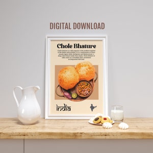 Chole Bhature Poster, Desi Indian Food Art, Asian Food Art, Colourful ...
