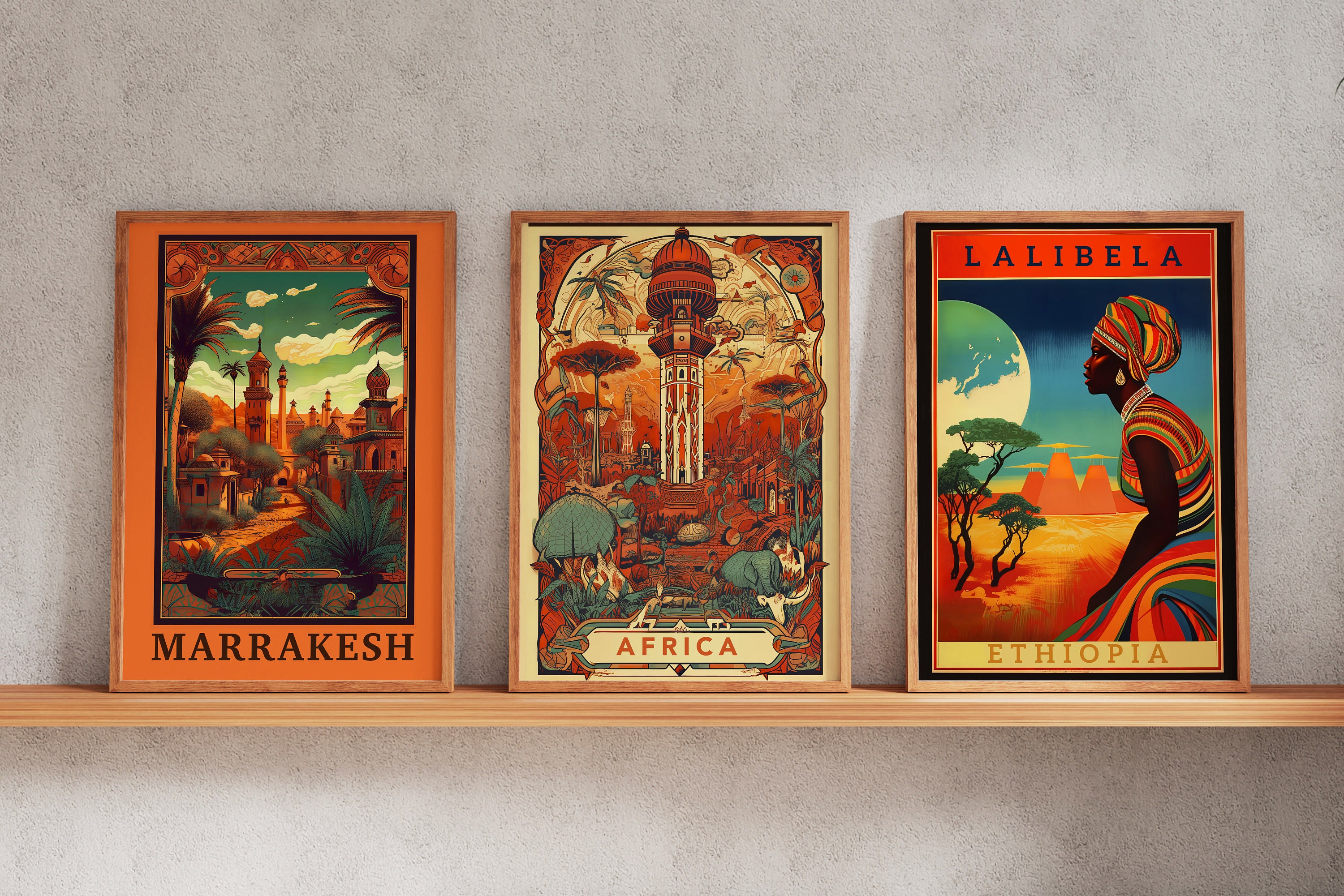 Africa Travel Posters, Set of 12 Travel Posters, Vintage Travel Posters ...