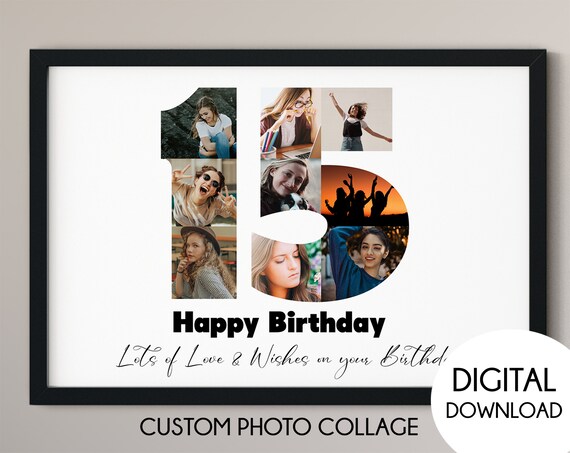 15th Birthday Photo Collage 15th Anniversary Gift Number - Etsy
