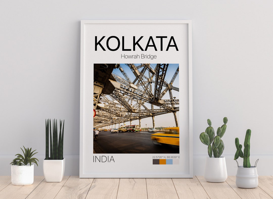 Howrah Bridge in Kolkata, Kolkata Poster, India Travel Poster, India ...