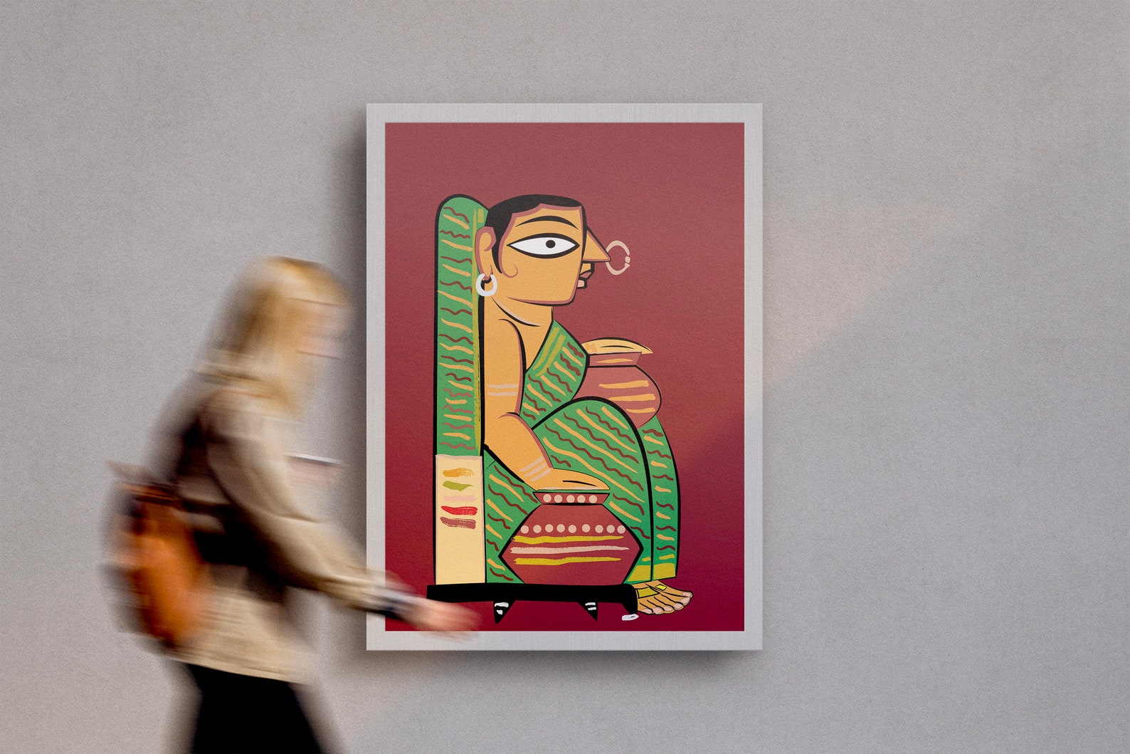 Jamini Roy Style Painting Colourful Indian Vintage Art - Etsy