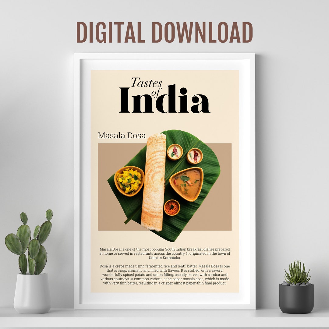 Masala Dosa Poster, Desi South Indian Food Art, Asian Food Art, Tasty ...